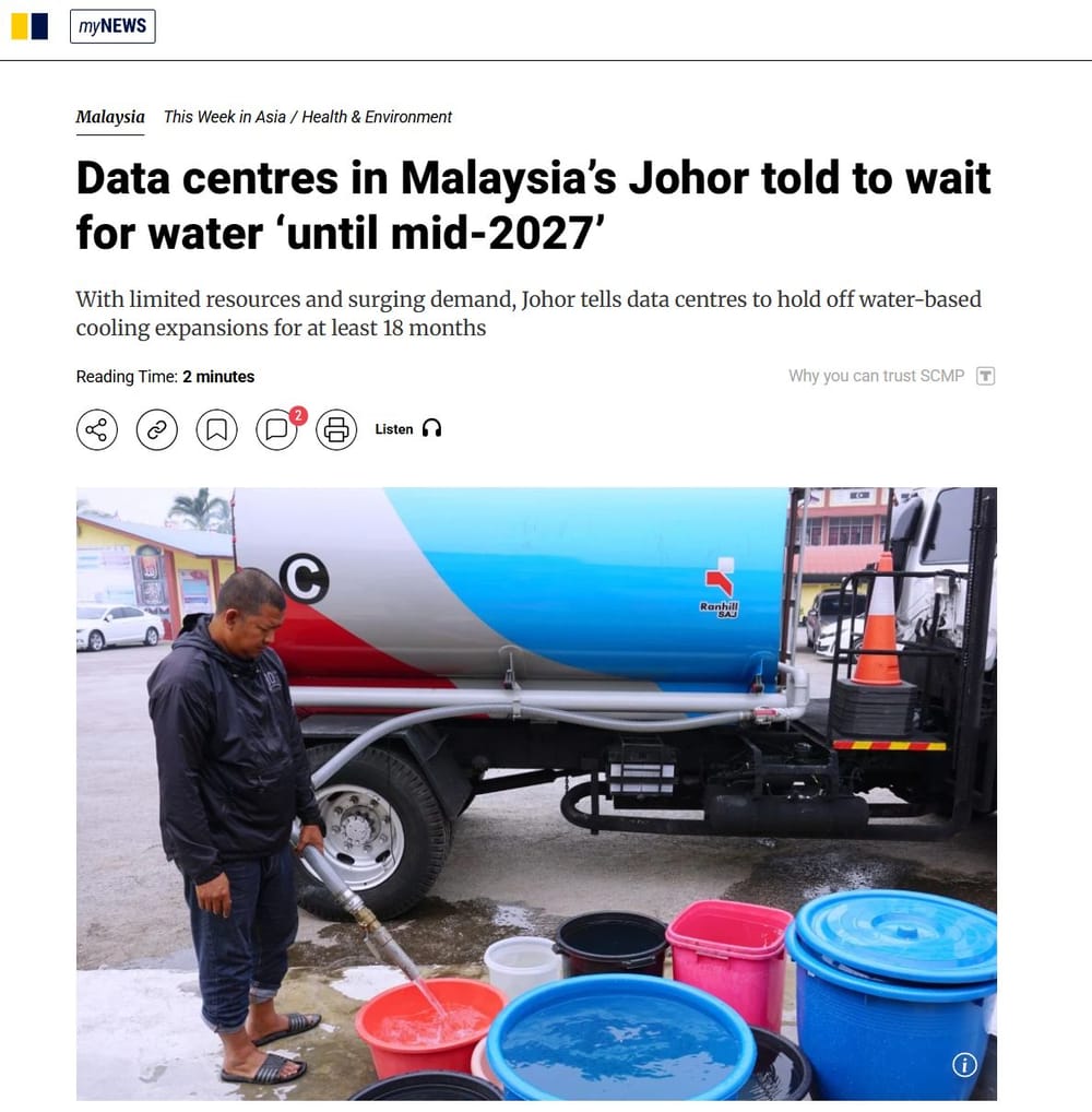 The truth about Johor's data centre water situation until mid-2027